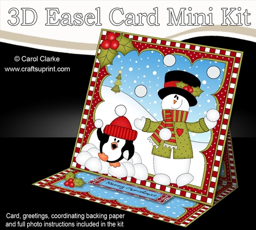 3D Easel Card Mini Kit - Christmas Snowman Rio wants is Snowballing ...