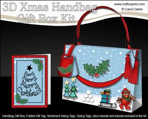 3D Xmas Robin Handbag Treat or Favour Box Kit - Photo by BECCY WILTON