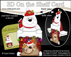 3D On the Shelf Card Kit - Christmas Ben Polar Bear is helping Santa ...