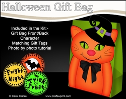 3D Halloween Cat Cinnamon Gift Bag Mini Kit - Photo by Pam Stubley