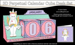 3D Everlasting Perpetual Calendar Desk Set Kit - Cute Little Unicorn ...