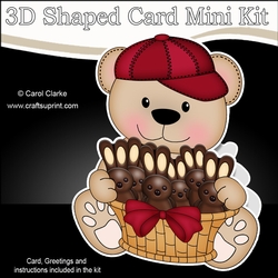 3D Shaped Card Mini Kit - Teddy Bear has an Easter Basket of Choc ...