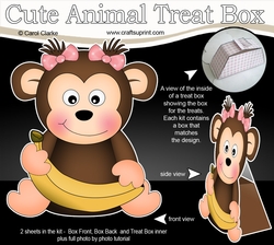 3D Cute Animal Treat Box Gift Set Mini Kit - Cute Little Monkey Bubbles ...