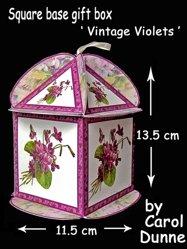Square based box Vintage Violets - CUP1005267_173 | Craftsuprint