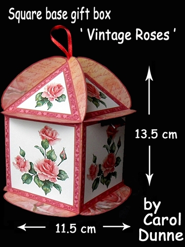 Square based box Vintage Roses - CUP1005268_173 | Craftsuprint