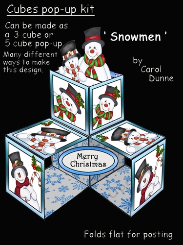 Pop-up cube Snowmen - CUP1073756_173 | Craftsuprint