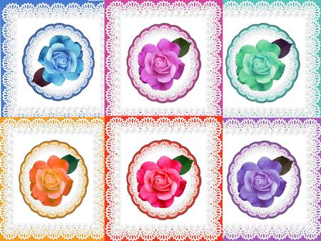 Square Lace Cards with Roses - CUP109488_173 | Craftsuprint
