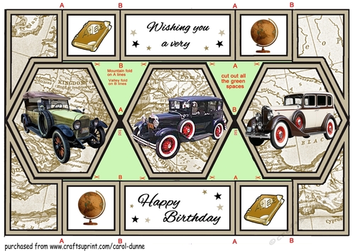 Tri fold Vintage cars - CUP1157103_173 | Craftsuprint