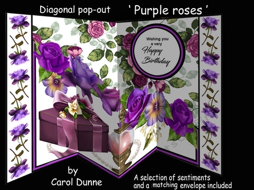 Diagonal pop-out purple roses - CUP1165235_173 | Craftsuprint