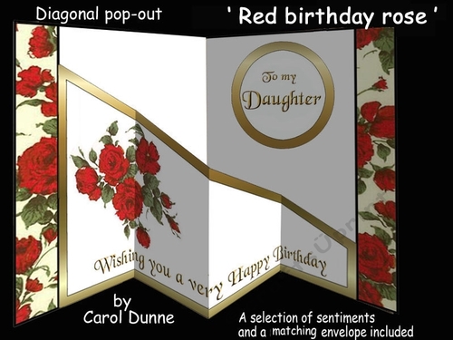 Diagonal pop-out Red birthday rose - CUP1169621_173 | Craftsuprint