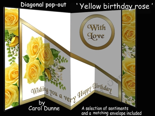 Diagonal pop-out Yellow birthday rose - CUP1169622_173 | Craftsuprint