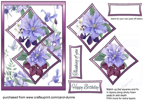Two squares Pretty Clematis__ - CUP1188586_173 | Craftsuprint