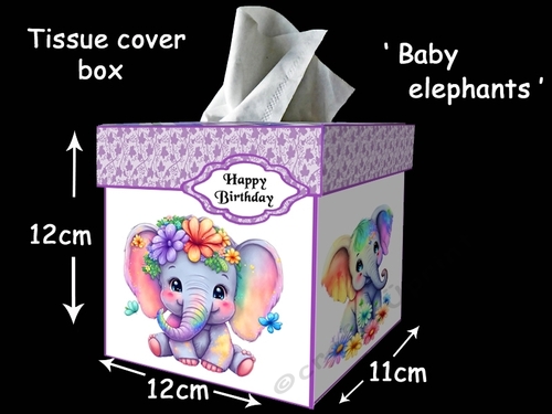 Tissue box cover Baby elephants - CUP1194806_173 | Craftsuprint