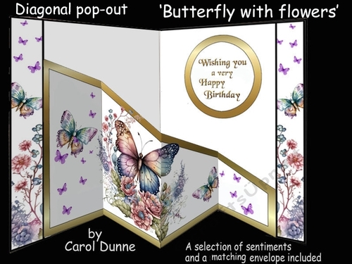 Diagonal pop-out Butterflies with flowers - CUP1219816_173 | Craftsuprint