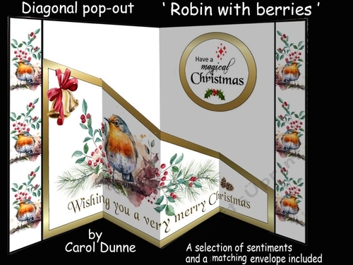 Diagonal pop-out Robin with berries - CUP1220789_173 | Craftsuprint