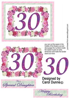 Rose Border with Number 30 - CUP124489_173 | Craftsuprint