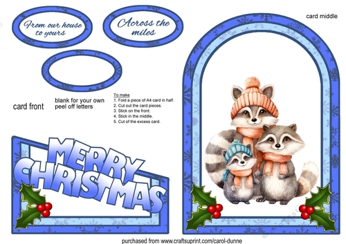 Cutaway Christmas Raccoon family - CUP1245833_173 | Craftsuprint