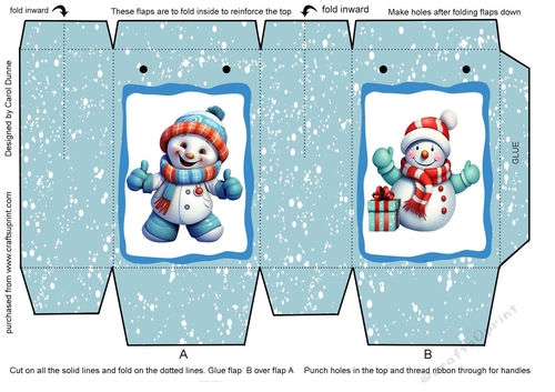 Cute snowman mini gift bag - CUP1269104_173 | Craftsuprint