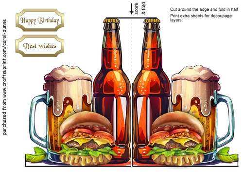 Beer shaped card - CUP1272629_173 | Craftsuprint