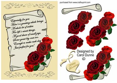 Scroll with Red Roses - CUP145576_173 | Craftsuprint