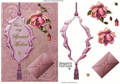 Pink Peel Back with Roses and Tassel - CUP184130_173 | Craftsuprint