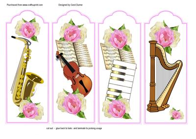 Music and Roses Bookmarks or Toppers - CUP218143_173 | Craftsuprint