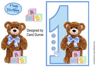 Birthday Bear (boy) 1 Year Old - CUP314336_173 | Craftsuprint