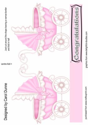 Pink Pram Shaped Card - CUP57575_173 | Craftsuprint