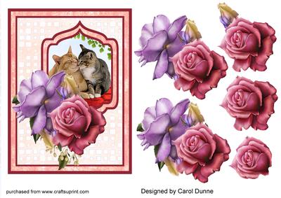 Cats and Roses Card Front - CUP600360_173 | Craftsuprint