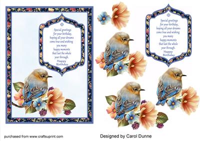 Pretty Little Blue Bird (birthday) - CUP627453_173 | Craftsuprint