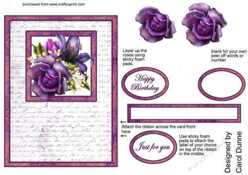 Purple Rose card front - CUP827137_173 | Craftsuprint