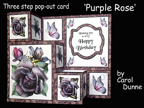 3 step pop-out Purple Roses - CUP835829_173 | Craftsuprint