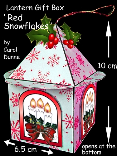 Lantern gift box red snowflakes - CUP932533_173 | Craftsuprint