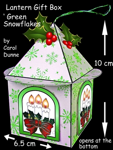 Lantern gift box green snowflakes - CUP932540_173 | Craftsuprint