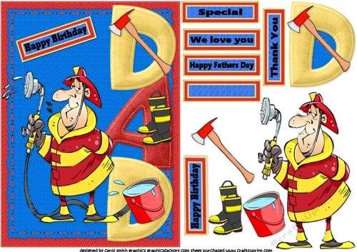 Fireman DAD birthday/fathers day - CUP1041679_1209 | Craftsuprint