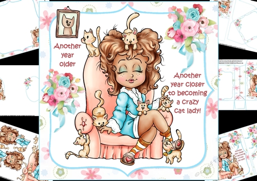 8X8 Another year older crazy cat lady mini kit - CUP1167311_1209 ...