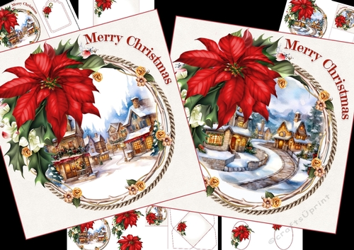 7x7 Christmas scene with poinsettia choice of two scenes mini kit ...