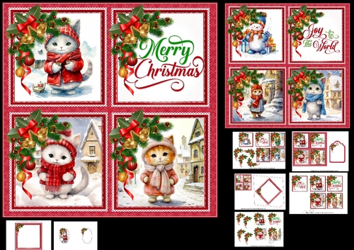 7x7 sweet pussycat Christmas choice of cats mini kit - CUP1256975_1209 ...