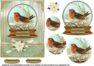 Christmas Snow Globe with Vintage Robin - CUP436542_1209 | Craftsuprint