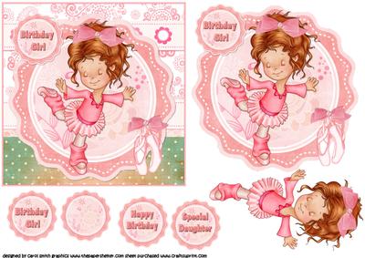 Sweet Ballerina Girl Quick Card - CUP612019_1209 | Craftsuprint