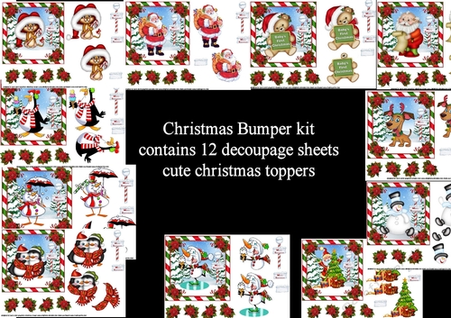 Christmas bumper kit with 12 new sheets of cute decoupage - CUP717547 ...