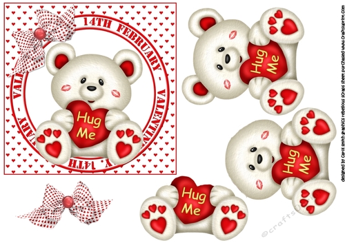 Valentine bear sending hugs and kisses - CUP758444_1209 | Craftsuprint