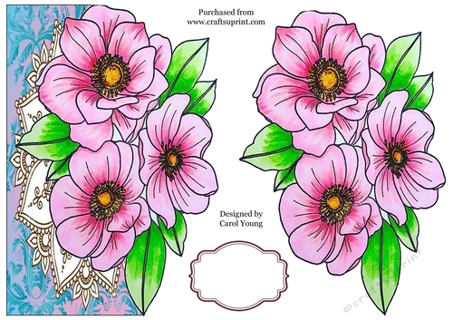 Pink Flowers Over The Edge Card Front - CUP1025788_1827 | Craftsuprint