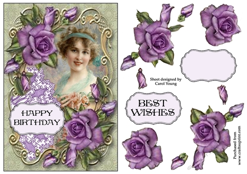 Purple Rose Vintage Card 6 - CUP878985_1827 | Craftsuprint