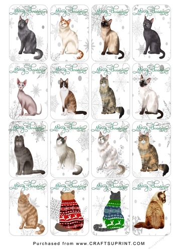 Christmas Tags/Labels Cats - CUP1179721_59450 | Craftsuprint