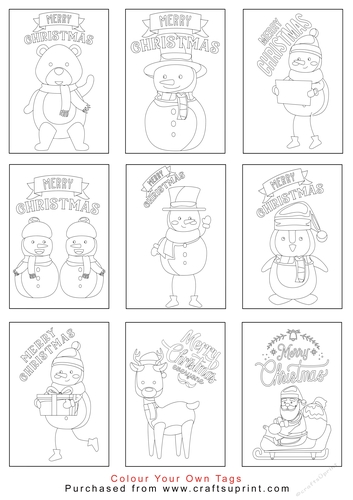 Colour your own Christmas Tags/Labels - CUP1179780_59450 | Craftsuprint
