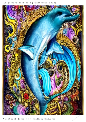 AI (Artificial Intelligence) A4 Beautiful Fantasy Picture of a Dolphin ...