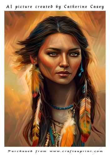 AI (artificial Intelligence) A4 Beautiful Portrait of a Red Indian Lady ...