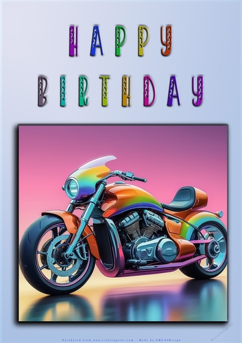 Rainbow Crash Helmet or Motorbike A4 Happy Birthday Card Front ...