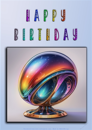 Rainbow Crash Helmet or Motorbike A4 Happy Birthday Card Front ...